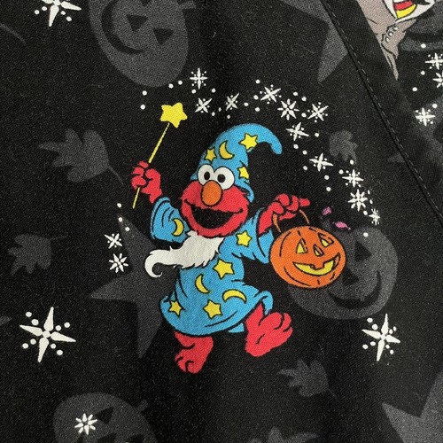 Scrub Top Halloween Sesame Street Black Elmo Big Bird Cookie Count ...