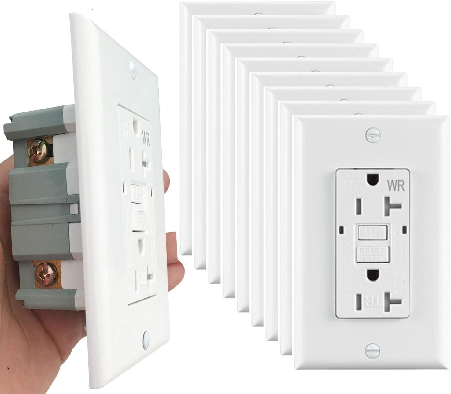 20A AMP WHITE GFCI Outlet Receptacle, 10pk Tamper Resistant - WR GFCI ...
