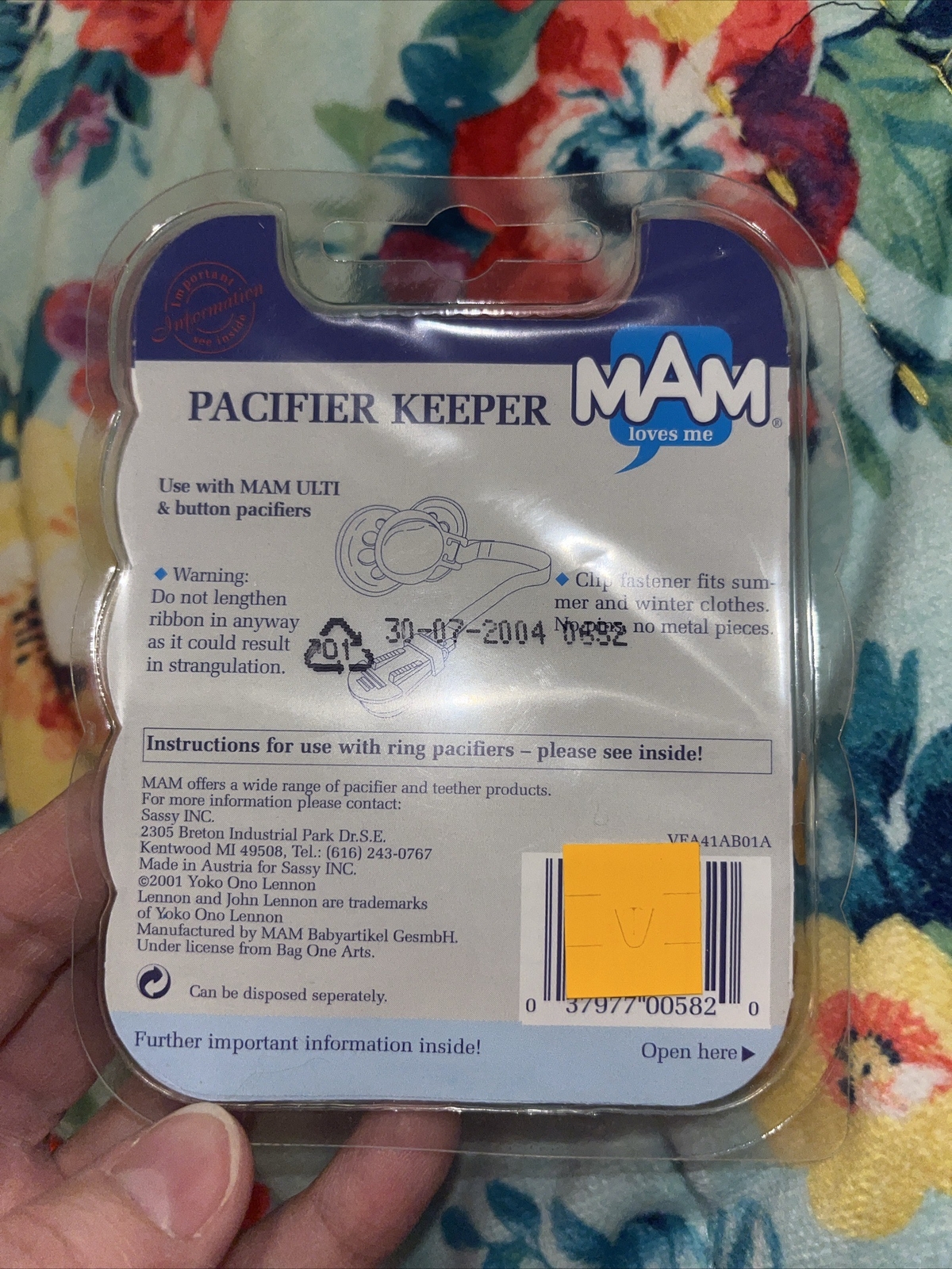 Sassy MAM John Lennon Real Love Pacifier Keeper Clip Holder Fits All ...