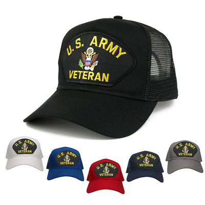 US ARMY Veteran Large Embroidered Iron on Patch Adjustable Mesh Trucker ...