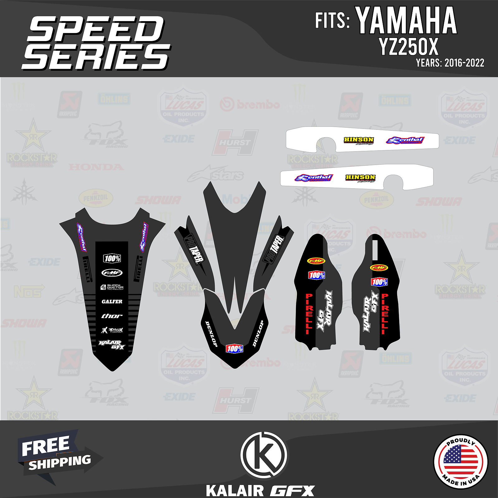 Graphics Kit for Yamaha YZ250X (2016-2022) Speed-Grey | eBay