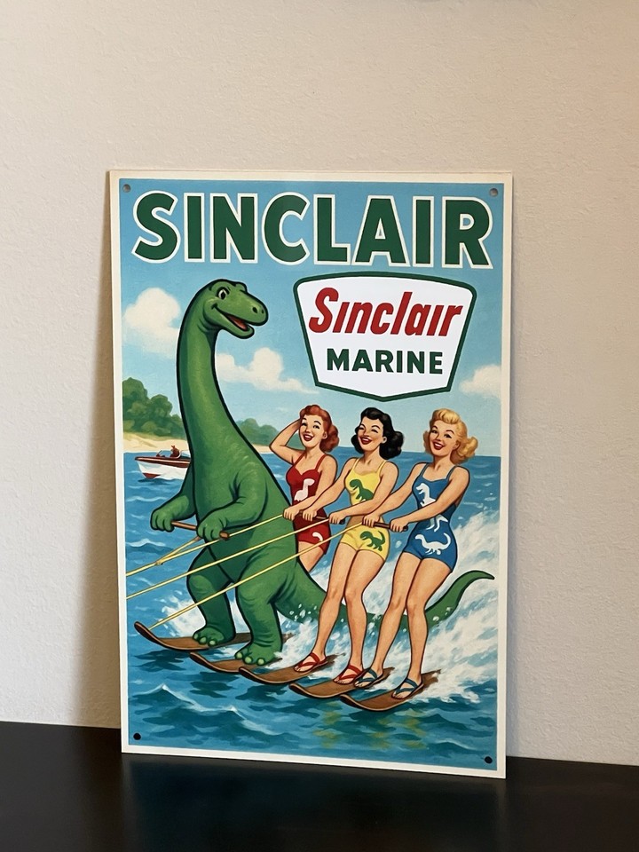 Hi Gloss! Sinclair Marine Gasoline Pinup Vintage Style Metal Sign ...