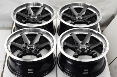 Kudo Racing Disturb 15x7 4x100 4x114.3 Black w/Polish Lip Wheels Rims ...
