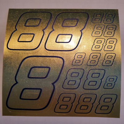 Brushed Gold w/ navy blue #8's Racing Numbers Vinyl Decal Sheet 1/10-1/ ...