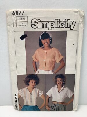Simplicity 6877 Misses Easy Crop Top Shirt Sewing Pattern 6-10 *Uncut ...