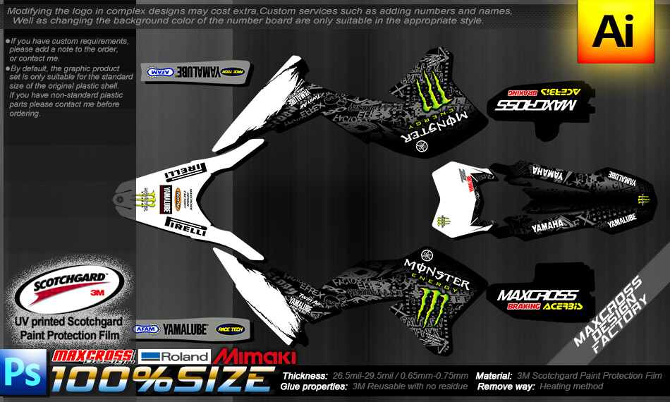YAMAHA WR250R WR250X ALL YEARS MAXCROSS GRAPHICS KIT DECALS STICKERS ...