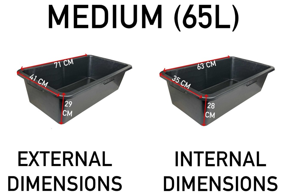 40-90L Heavy Duty Mortar Mixing Tub–Black Plastic Tray for Plasterers ...