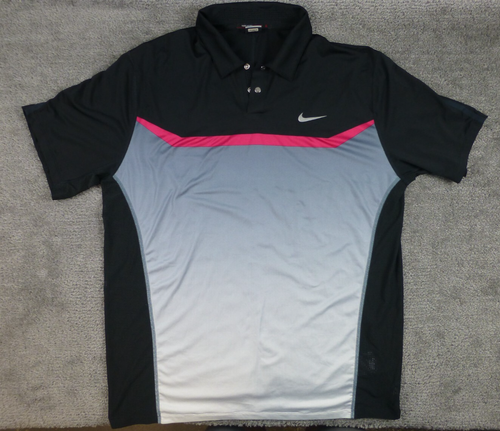 Nike Tiger Woods Collection Golf Polo Mens Large Black Gray Pink ...
