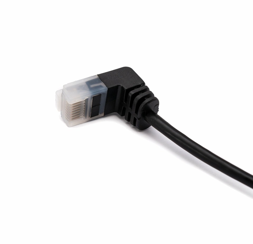 Lan Cable 9 13/16in RJ45 8P8C Stp Cat6 Plug To Plug Angle Adapter Black ...