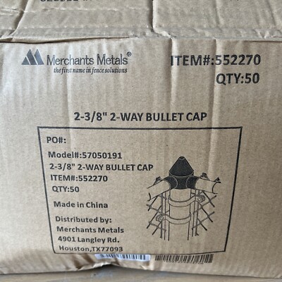 (50 Pack) Merchants Metals 2-3/8” 2-Way Bullet Cap For Chain Fence ...