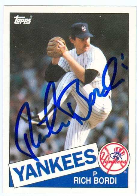 Rich Bordi autographed baseball card (New York Yankees) 1985 Topps ...