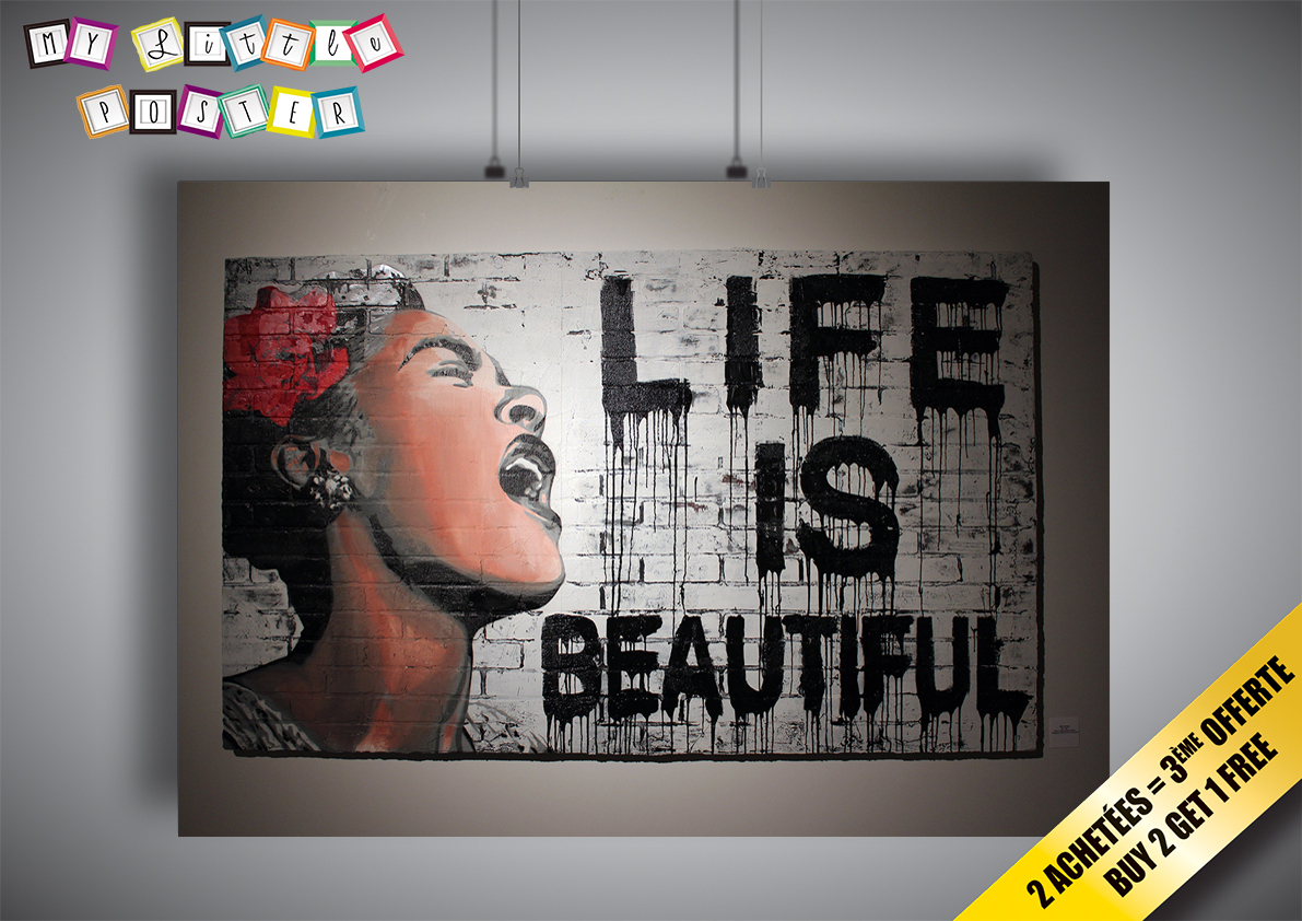 Poster Banksy Street Art Life Is Beautiful Graffiti Wall Art | eBay ...