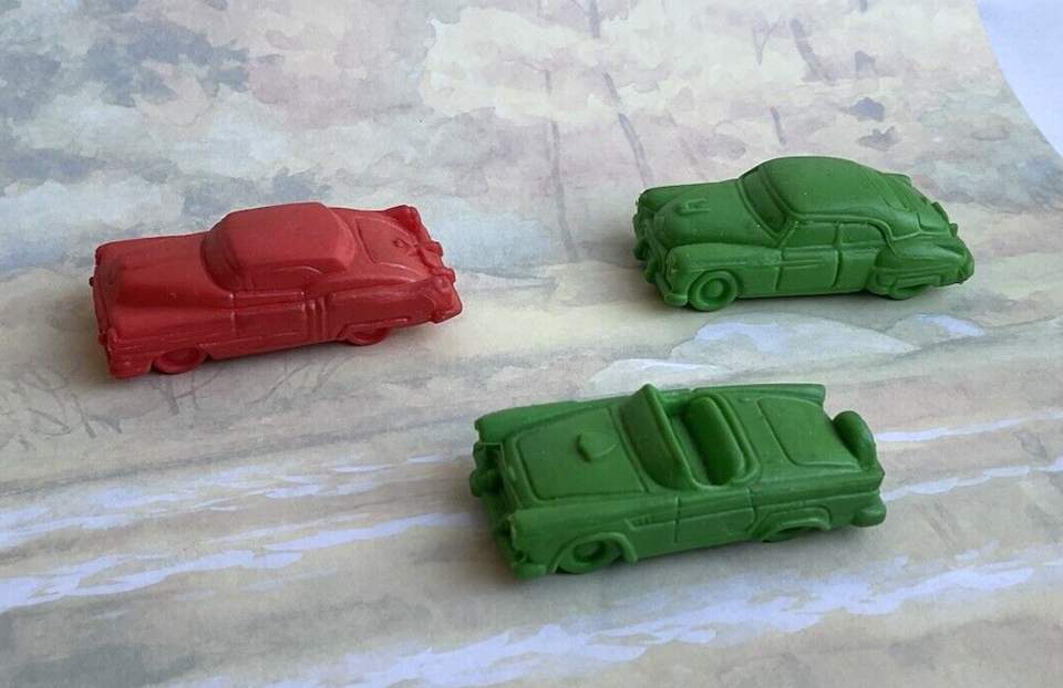 3 Vintage RUSS BERRIE Car ERASERS : CADILLAC , FORD Thunderbird ...
