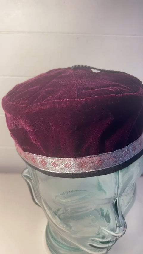 Size 57cm, medium, Handmade Nepalese deep purple velvet Smoking Cap ...