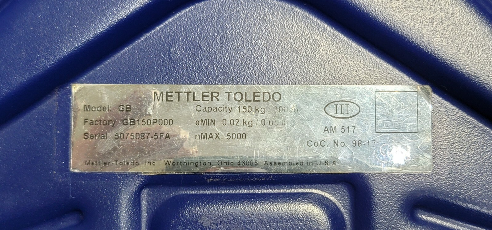 METTLER TOLEDO PBD555-15LA "ICS445" 30 LBS. SCALE WITH 300 LBS ...