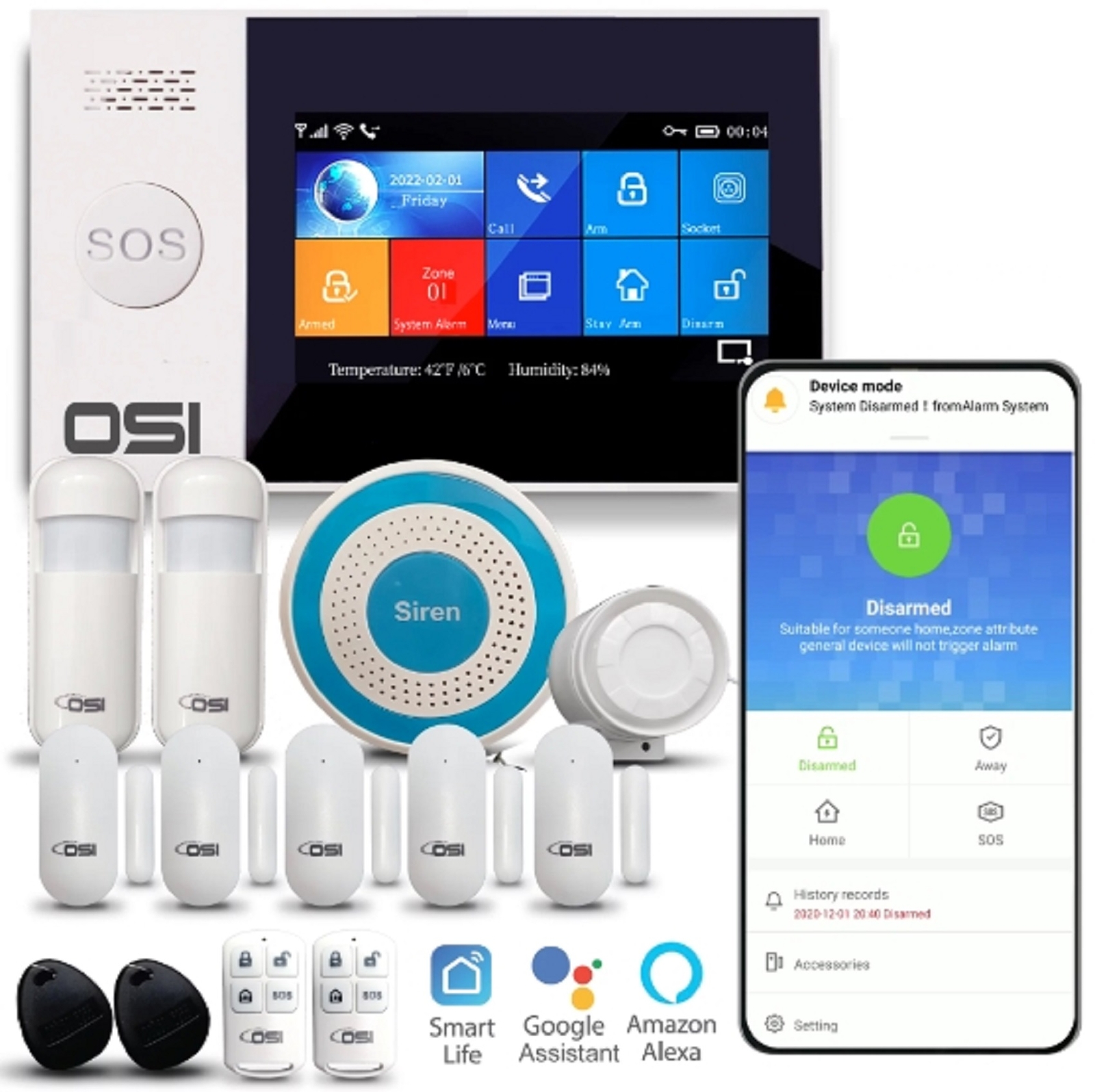 OSI Go Direct OSI-ALM-KIT-W-14 OSI Wifi Smart Alarm System, 14 Piece ...