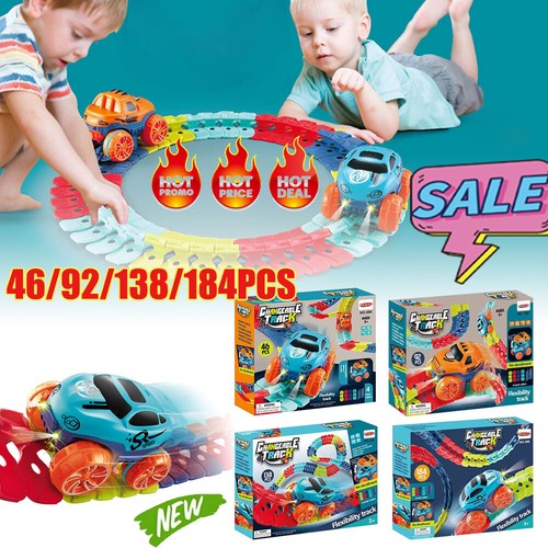 Flexible Rail & Electric Car Set Changeable Track LED Lighting Race Car ...