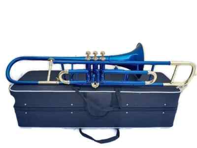 TROMBONE BLUE BRASS Bb Flat Valve TrOmbone Free hard case+Mouthpiece | eBay
