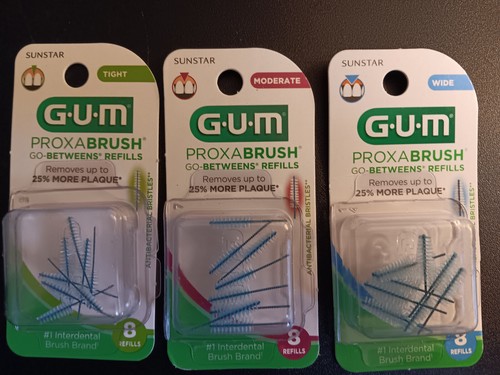 GUM Go-Betweens Proxabrush Refills Tight Moderate Wide 8 Each Pack of 3 ...