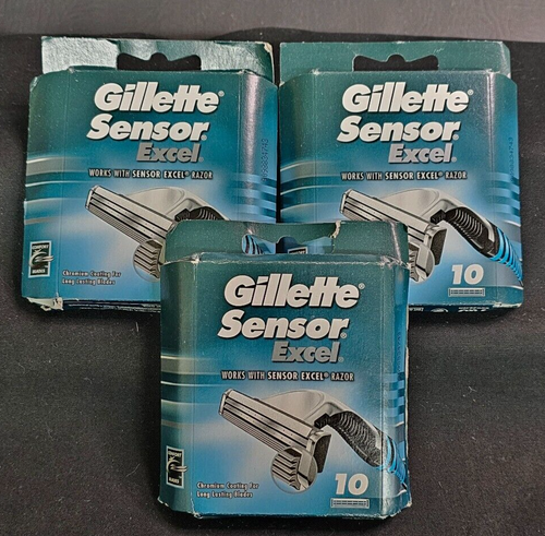 Gillette Sensor Excel Mens Refill Razor Blades, 30 Count NIB Boxes ...