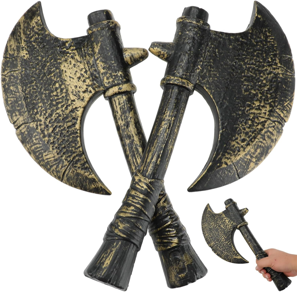 2 Pcs Medieval Viking Axe Viking Fake Axe Prop Plastic Weapon Toy for ...