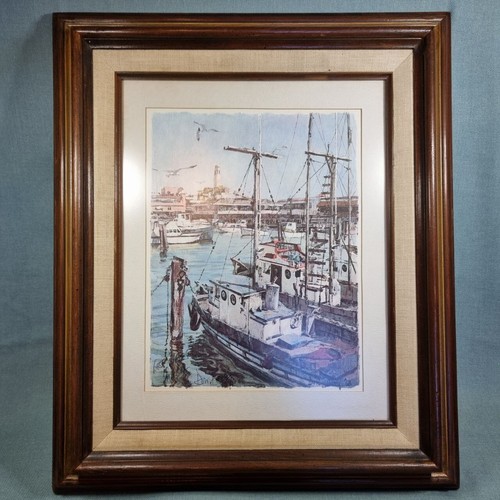 Vintage Print in Frame Don Davey 1968 San Francisco Fisherman's Wharf ...