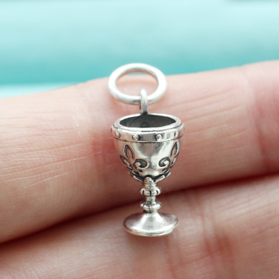 925 Sterling Silver Holy Grail Pendant Chalice Charm Knights Templar ...
