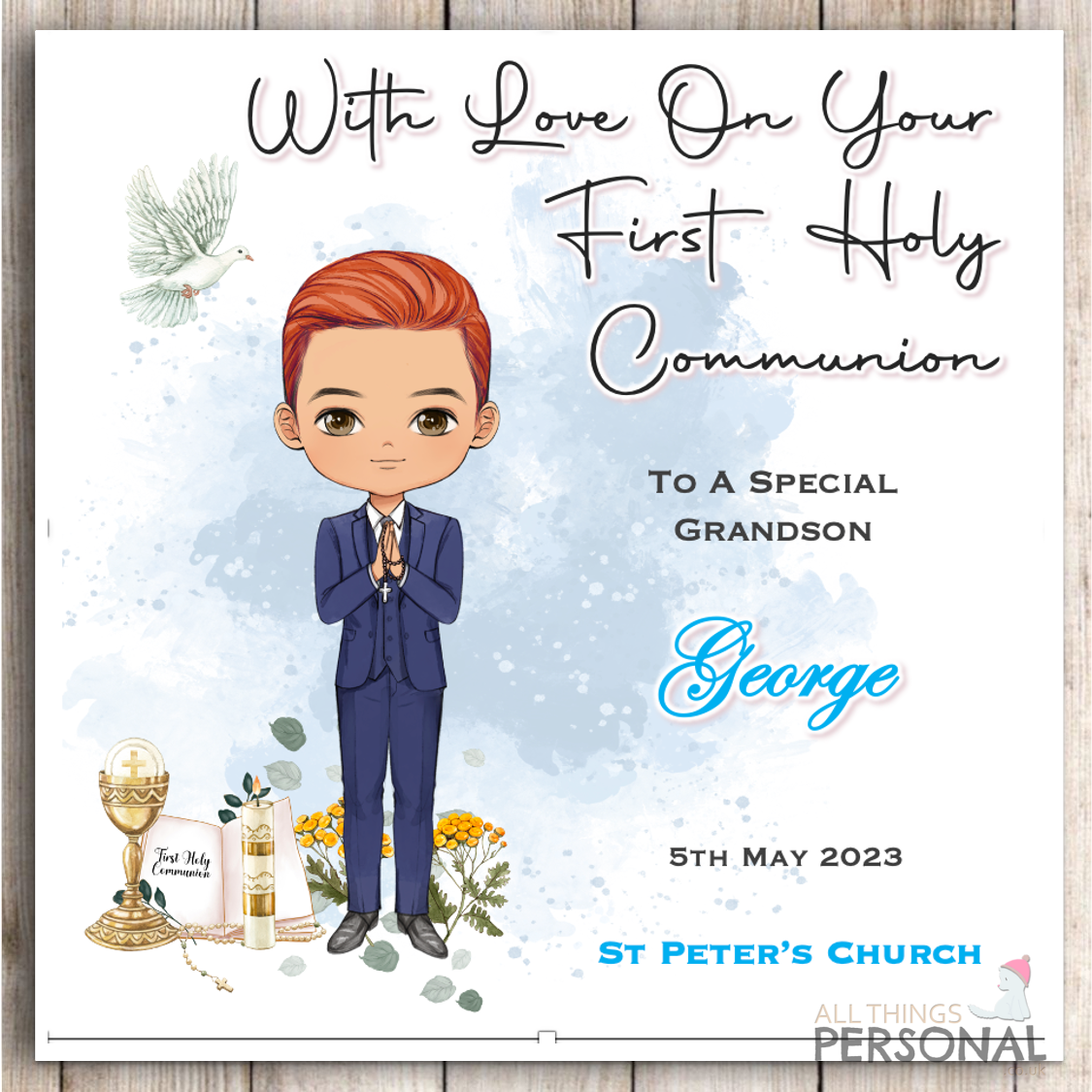 First Holy Communion Cards Wordings Personalized First Communion