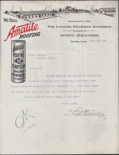GRANBY, CT ~ THE LOOMIS BROTHERS COMPANY, AMATITE ROOFING ADV ...