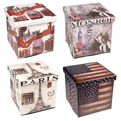 Hocker Deckel Stauraum Box Polster Polsterhocker Klappbox Faltbox Sitz ...