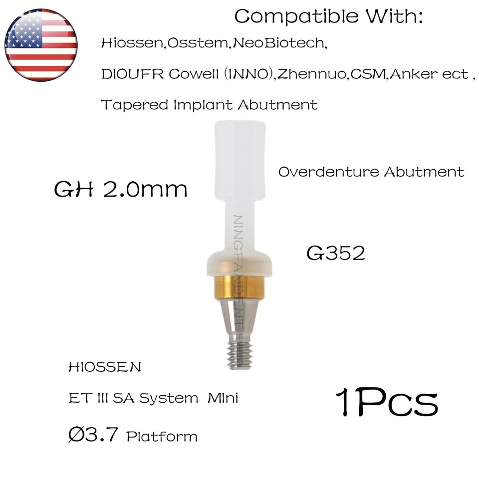 US Implant Overdenture Mini Abutment 2.0mm GH Fits Hiossen ET III ...