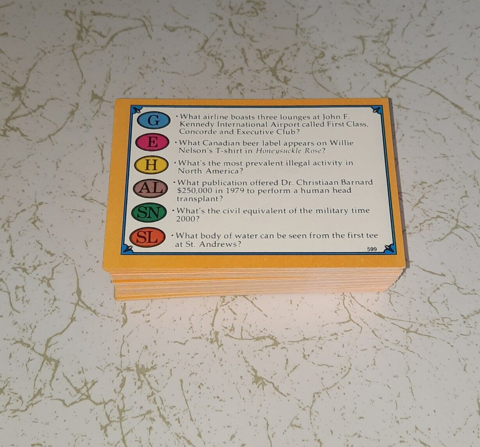 Trivial Pursuit Genus II Edition Game Replacement Piece CARDS 500-599 ...