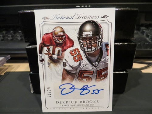 National Treasures Collegiate Autograph Buccaneers Derrick Brooks 20/25 ...