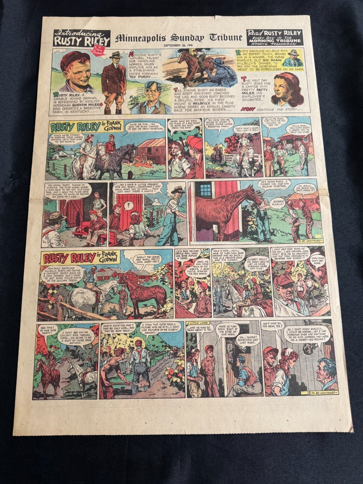 RUSTY RILEY by Frank Godwin Sunday Full Page Comic Strip Introduction ...