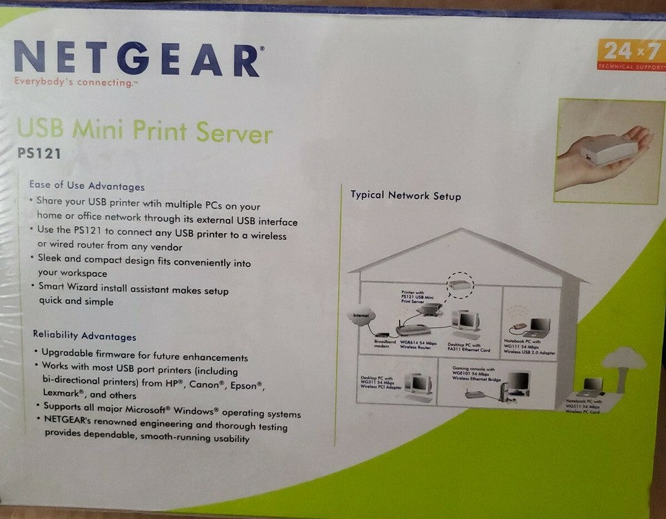 NETGEAR PS121 USB 2.0 Mini Print Server 606449038507| eBay