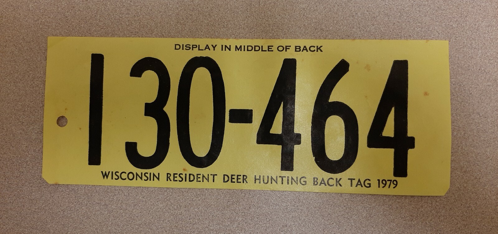 1979 Wisconsin Resident Deer Gun Hunting Back Tag License Blaze Yellow ...
