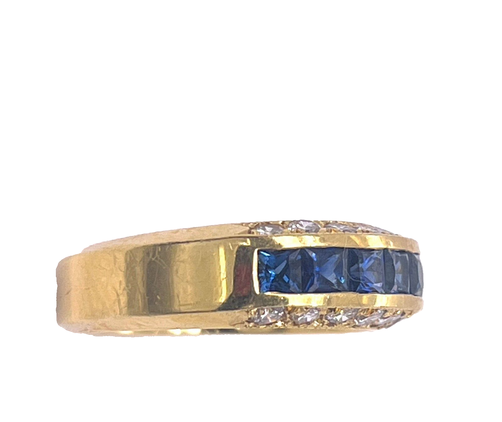 18k Yellow Gold Sapphire & Diamond Ring Signed RJM | eBay