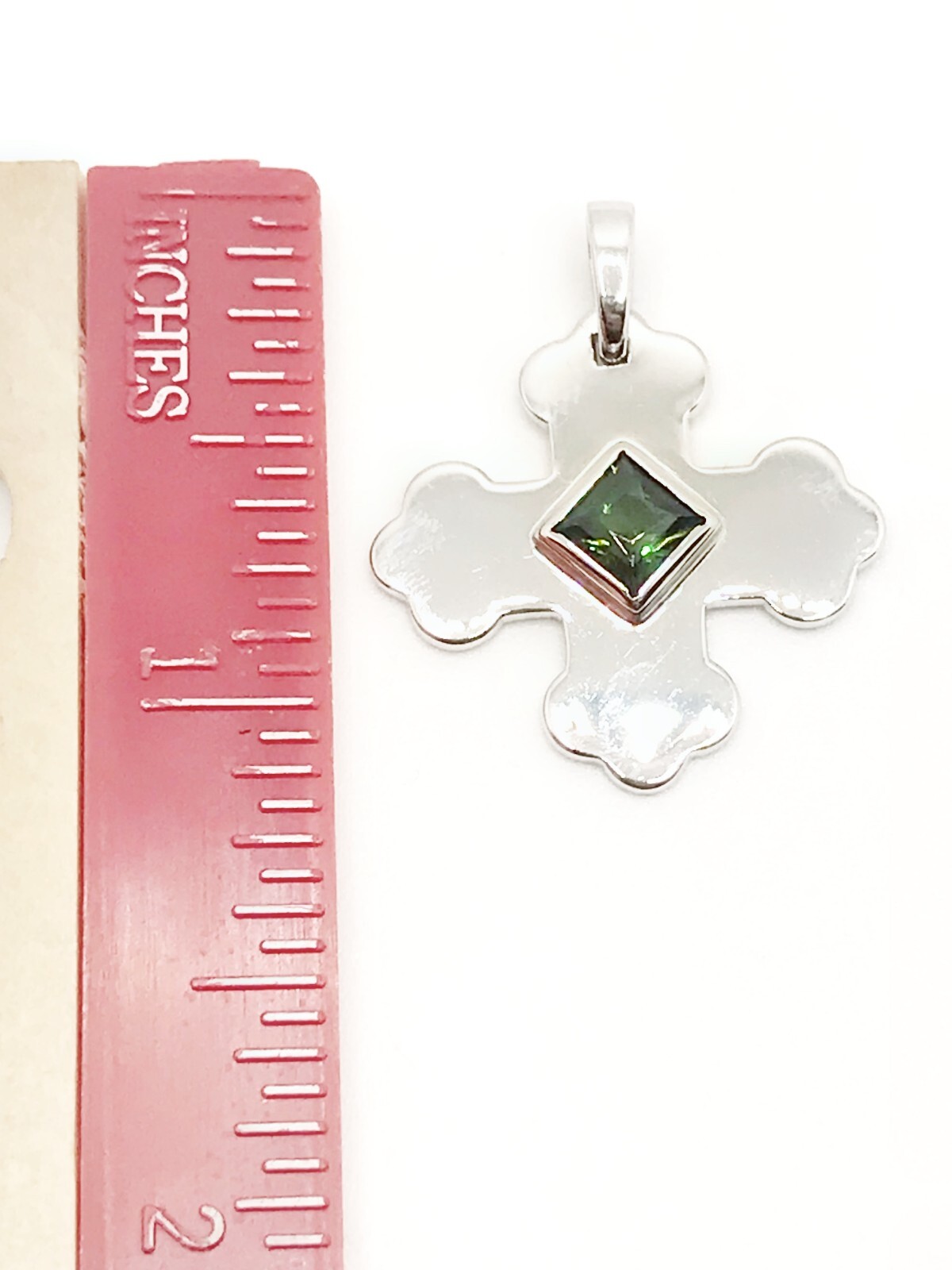 Marina B 18KWG & Green Tourmaline Lazarus Cross Pendant | eBay