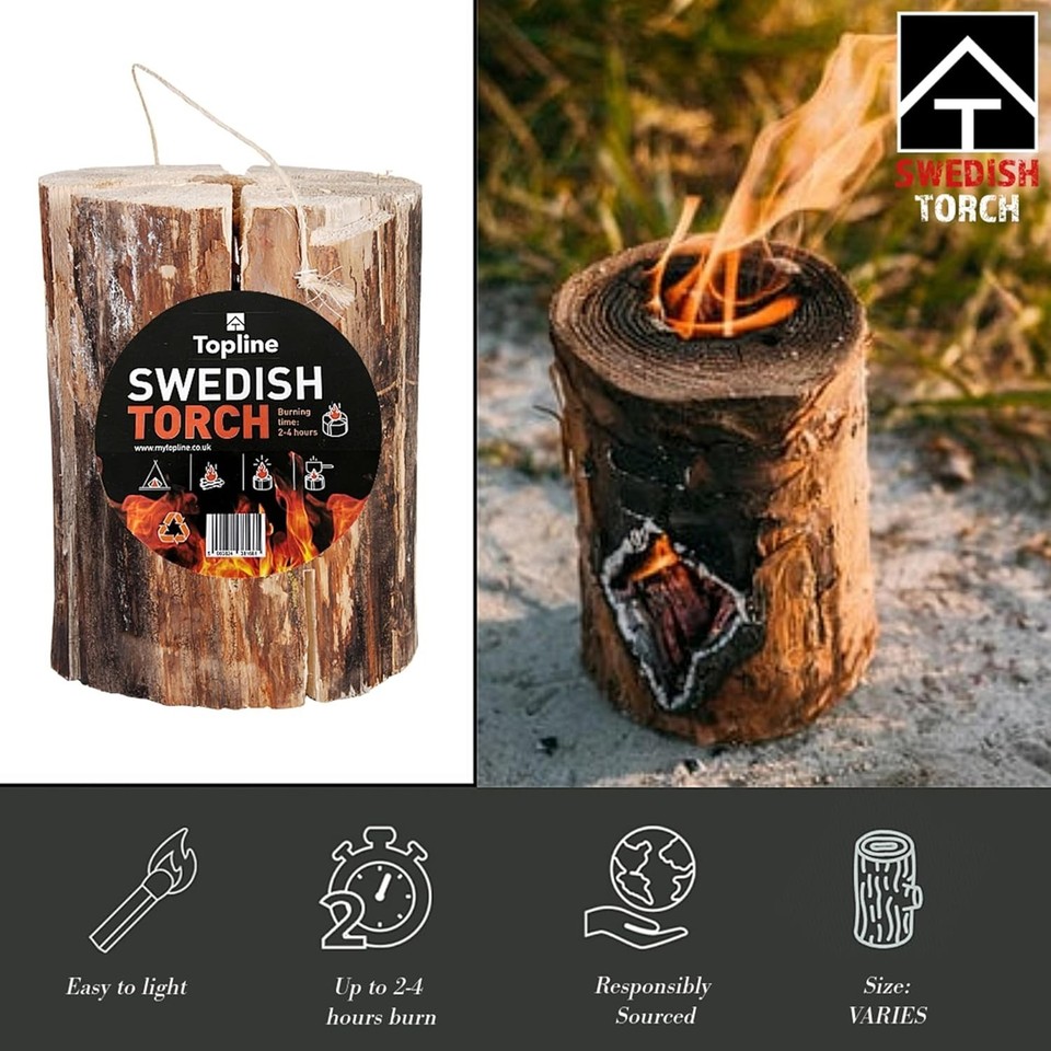Swedish Fire Torch Instant Fire Wood - 3 Extra Dry Kiln Dried Logs ...