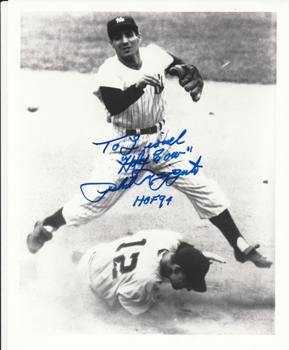 PHIL RIZZUTO SIGNED 8x10 B&W PHOTO TO LIONEL HOLY COW HOF 94 ...