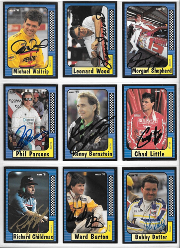 9 DIFFERENT 1991 MAXX DRIVER NASCAR LEGEND Autographed Signed CARDS | eBay