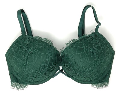 Victoria's Secret 34B Bombshell Add 2 Cup size Bra Dark Green Lace | eBay