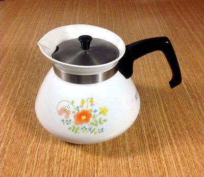 Corning Ware WILDFLOWER 6-CUP TEAPOT Tea Pot w/Stainless Lid P-104 ...