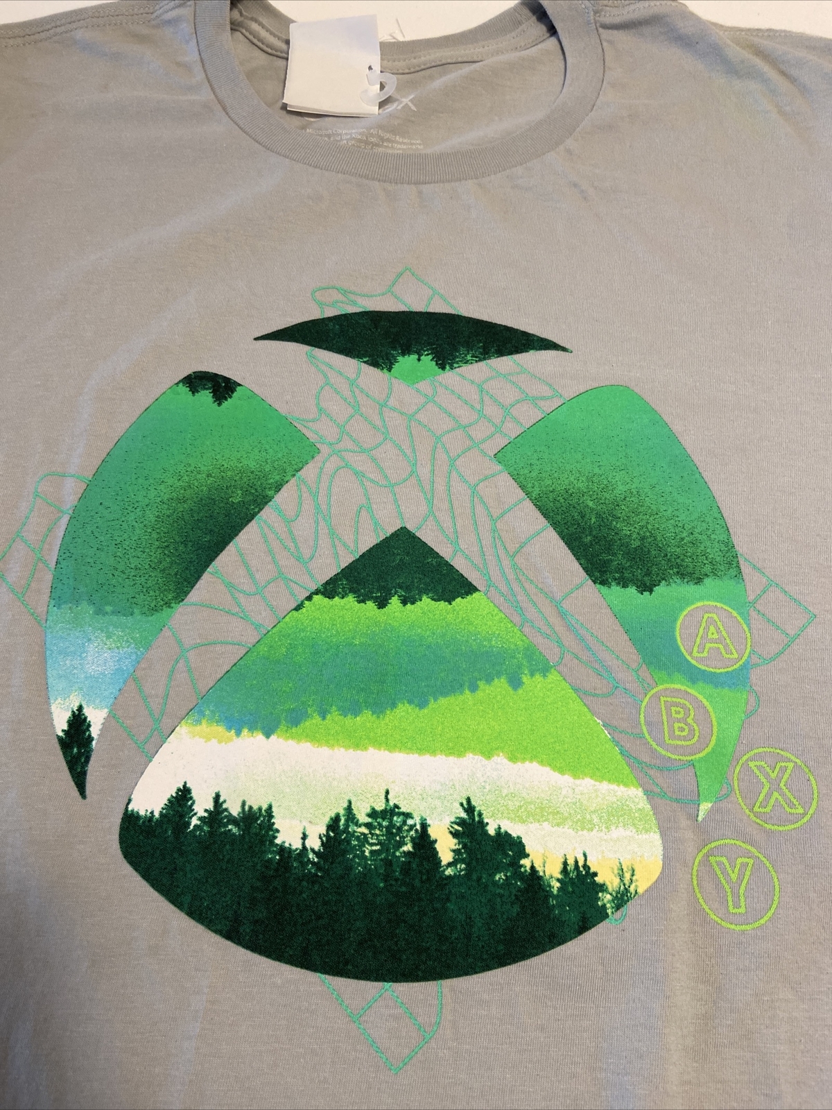 Xbox Scene Logo Gray/Green T-Shirt. Size Large. Cotton. 2021 | eBay