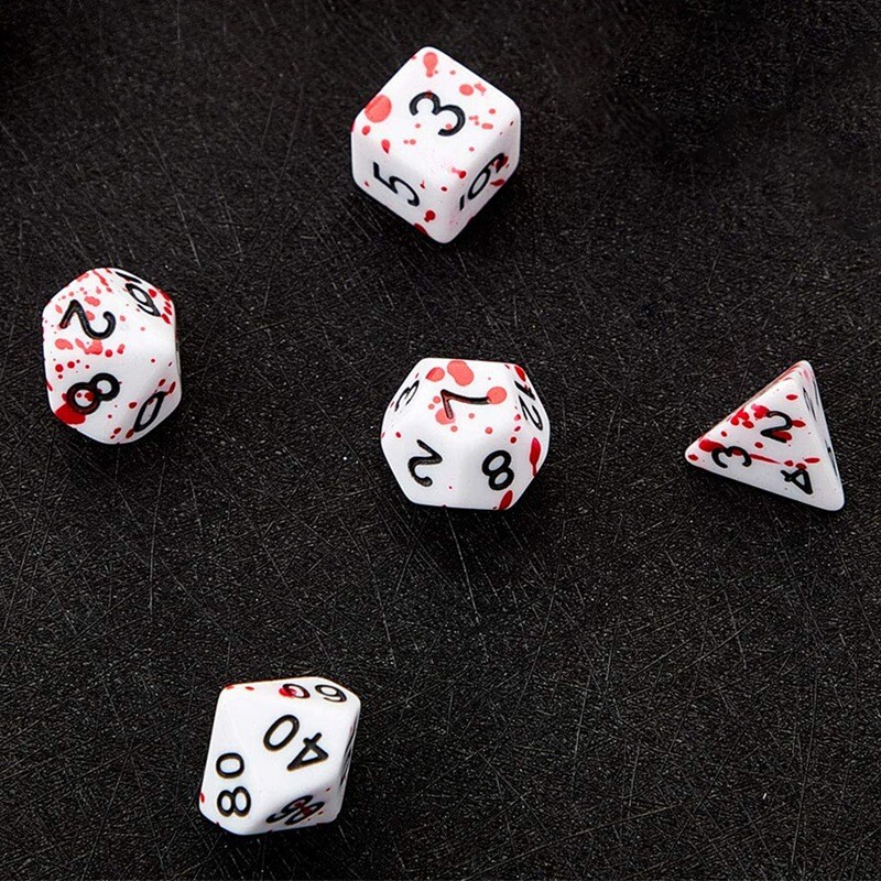 14 Pieces Blood Splatter Dice Polyhedral 7-Die Dice Set for DND ...