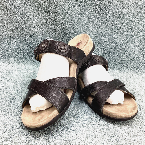 TAOS Red Willow Sandals Women's 10 Slides Flip Flops Leather Strappy ...