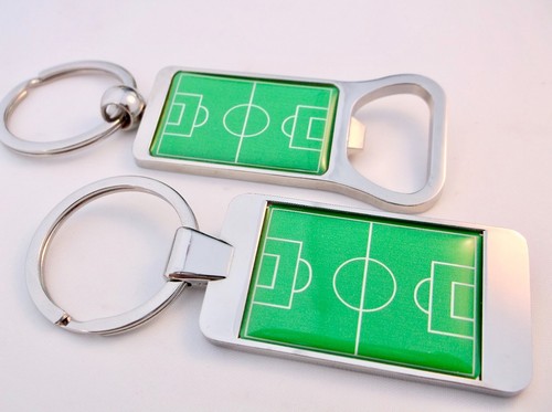 FOOTBALL SOCCER PITCH KEY FOB KEYFOB KEYRING CHAIN BOTTLE OPENER GIFT ...