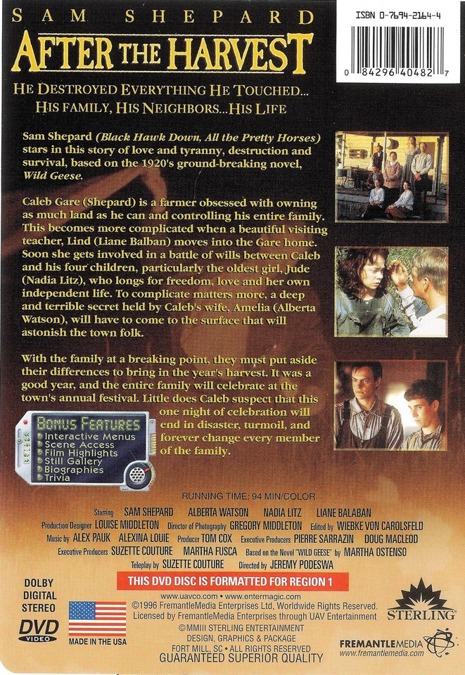 After The Harvest - Sam Shepard Nadia Litz Alberta Watson Evan Sabba ...