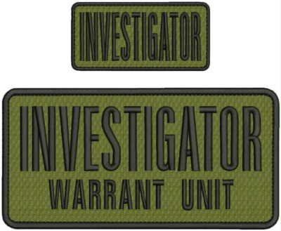 INVESTIGATOR Warrant Unit embroidery patch 4x8 & 2x4 hook od green | eBay