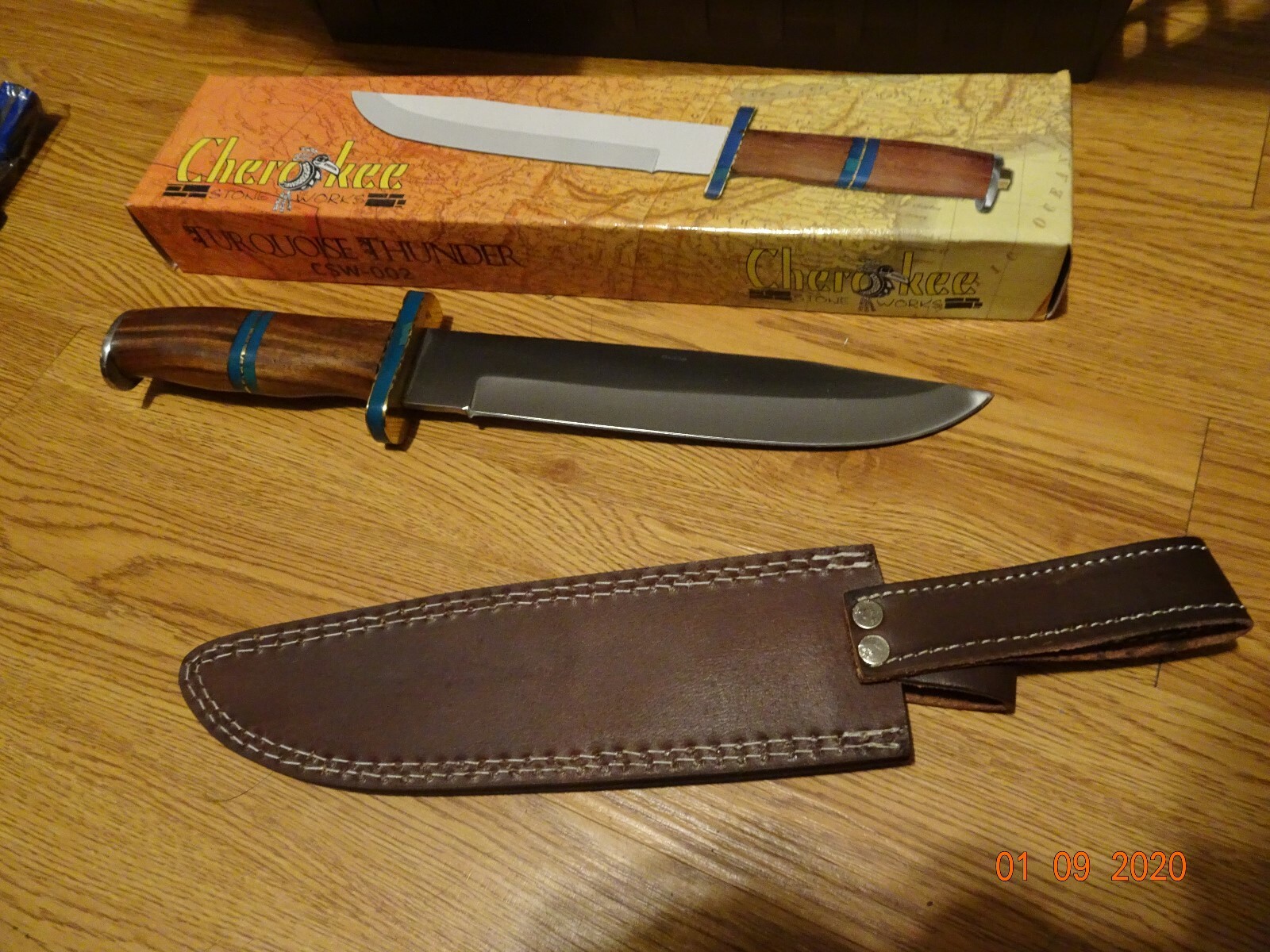 CHEROKEE STONE WORKS 14" BOWIE KNIFE 440 S.S. BLADE ROSEWOOD ...
